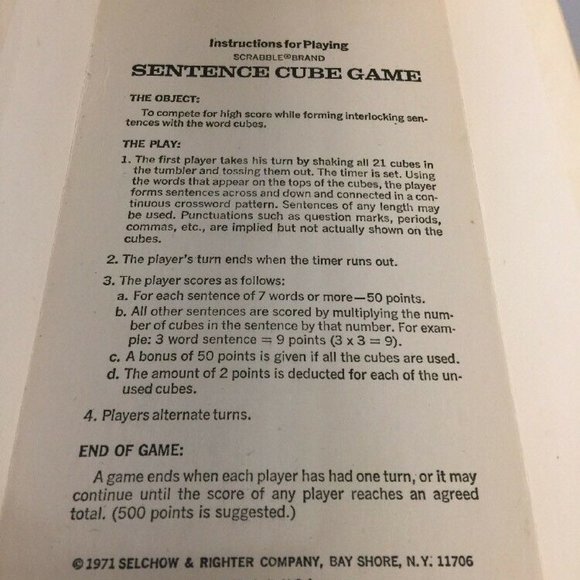 Scrabble | Other | Vintage Scrabble Sentence Cube Game Vintage Word | Poshmark